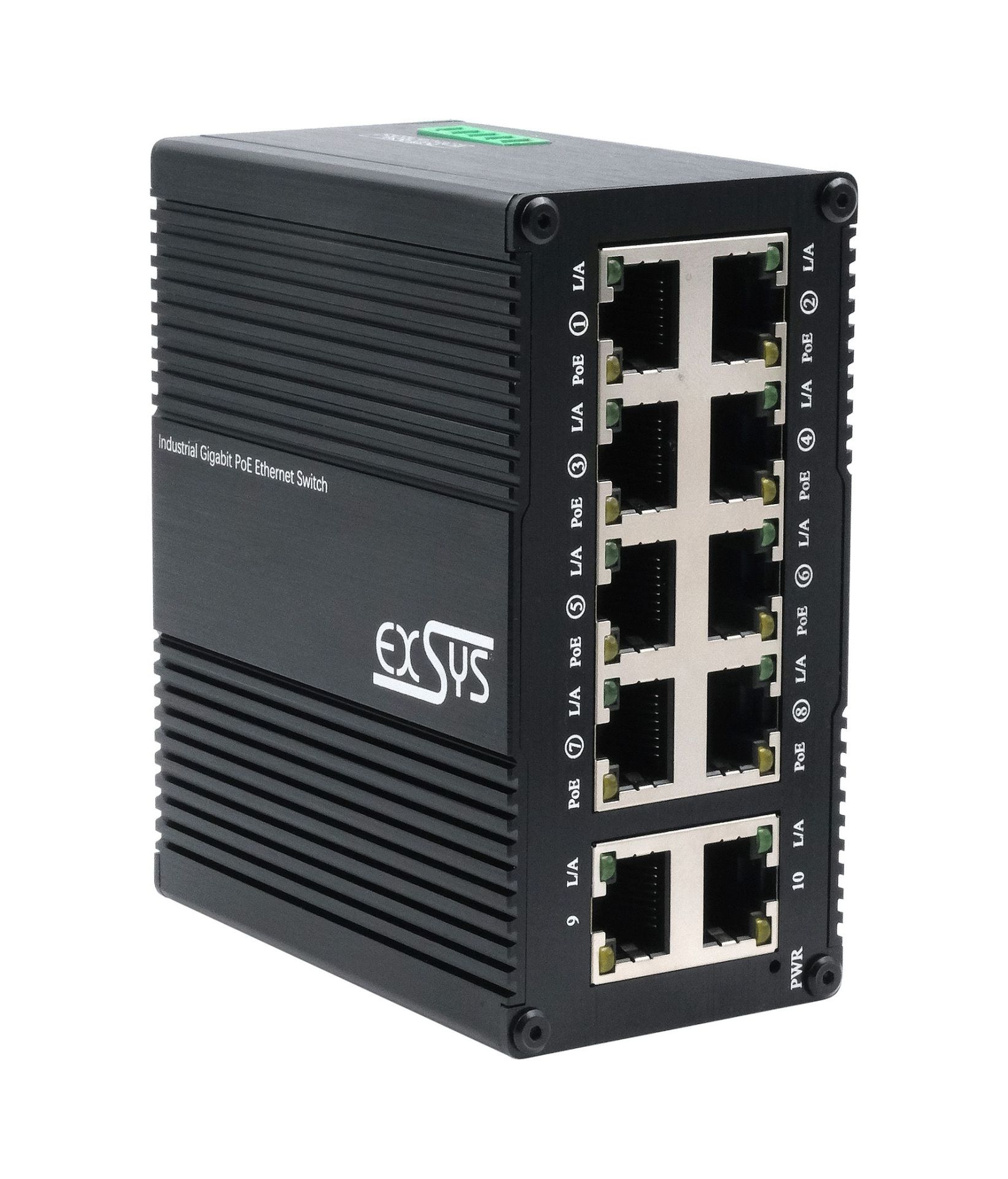 Mini 10-Port Industrial Gigabit PoE-Switch, 12-48VDC unmanaged | EX ...