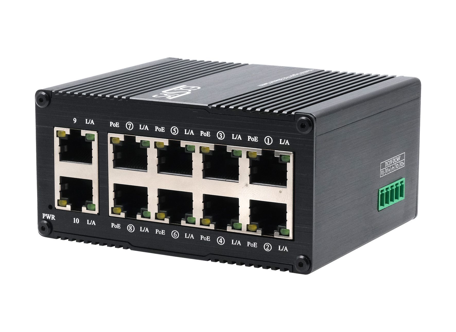 Mini 10-Port Industrial Gigabit PoE-Switch, 12-48VDC unmanaged | EX ...